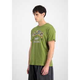 T-Shirt Alpha Industries "College Camo T-Shirt", Herren, Gr. S, gr&uuml;n (moss gr&uuml;n), Obermaterial: 100% Baumwolle, Shirts T-Shirt