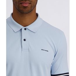 Poloshirt Pierre Cardin "Poloshirt uni pique", Herren, Gr. L, skyway, Piqu&eacute;, Obermaterial: 96% Baumwolle, 4% Elasthan, kontrastfarbene Details, regular fit normal, ohne Ausschnitt, kontrastfarben, Shirts, mit Logo Schriftzug
