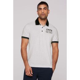 Poloshirt CMPD, Herren, Gr. S, wei&szlig;, Piqu&eacute;, Material: 100% Baumwolle, bestickt, figurbetont normal, hoch geschlossener Ausschnitt, eingesetzt B&uuml;ndchen, Shirts, mit Seitenschlitze und l&auml;ngerer R&uuml;ckenpartie