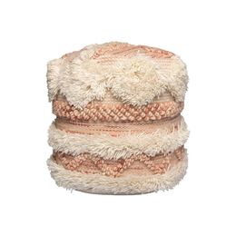 Kayoom Pouf Bohist Creme, Rosa Makramee