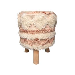 Kayoom Hocker Bohist Creme, Rosa Makramee