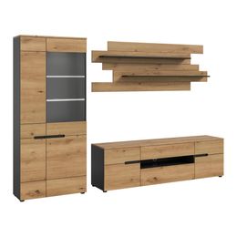 Wohnwand Canu Eiche Artisan/Basalt grau