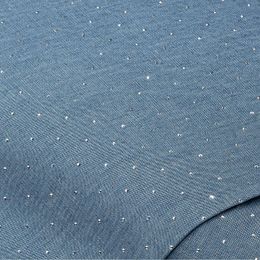 buttinette Leichter Jeansstoff (Hemdenjeans) mit Glitzersteinen, jeansblau