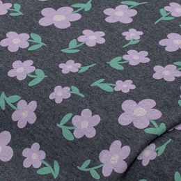 buttinette Sweatstoff "Blumen", grau/lila