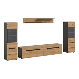 Wohnwand Canu Eiche Artisan/Basalt grau