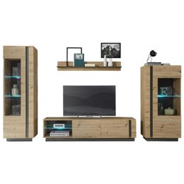 Wohnwand Clair Grau/Eiche Artisan