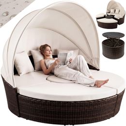Casaria Polyrattan Sonneninsel Braun &Oslash;185cm WPC-Teleskoptisch