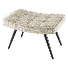 Riess Ambiente riess-ambiente Hocker SCANDINAVIA - modern champagner greige Boucl&eacute; schwarze Metallbeine Fu&szlig;hocker