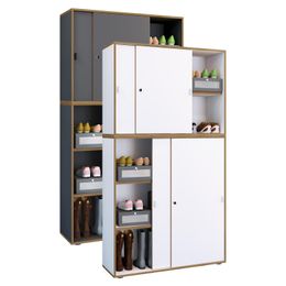 Vcm Holz B&uuml;roschrank Ordner Aktenschrank B&uuml;rom&ouml;bel Schrank Salia 5-fach Breite 100 cm Schiebet&uuml;ren