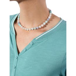 WITT Damen 3/4-Arm-Shirt mit imitierter Knopfleiste, ozean, Gr&ouml;&szlig;e 54