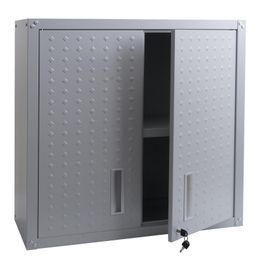 H&auml;ngeschrank MCW-O52, Wandschrank Lagerschrank B&uuml;cherschrank, abschlie&szlig;bar Stahl 77x77x31cm ~ hellgrau
