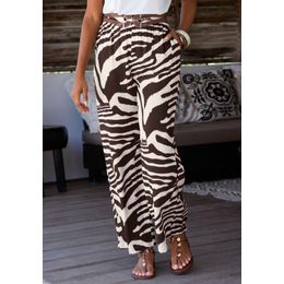 Lascana Damen Palazzohose, creme-braun bedruckt, Gr&ouml;&szlig;e 36
