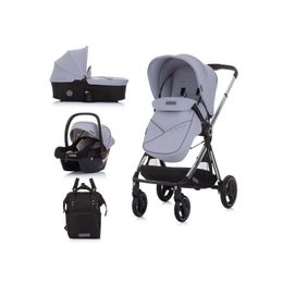 Chipolino Kinderwagen Elite 3 in 1 i-Size Babyschale Sportsitz Babywanne Tasche grau