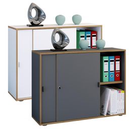 Vcm B&uuml;roschrank mit 2 F&auml;chern moderner Aktenschrank mit Schiebet&uuml;ren Ma&szlig;e ca. H. 74 x B. 100 x T. 37 cm&ndash; Salia 2-Fach