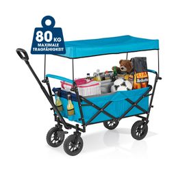 Easy Maxx EASYmaxx Bollerwagen blau faltbar mit Dach und Feststellbremse