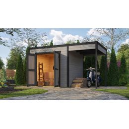 Gartenhaus Weka "Batu 1,5 mit Anbau", hellgrau, ohne Fu&szlig;boden, ohne Dacheindeckung, Massivholz, Gartenh&auml;user, Gartenhaus