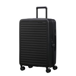 Hartschalen-Trolley Samsonite "RESTACKD", Gr. B/H/T: 46cm x 68cm x 26cm 71 l, schwarz, Polypropylen, Koffer, mit fester Trennwand und verstellbaren Packgurten