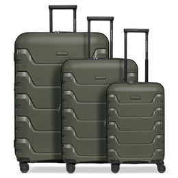Kofferset SMARTBOX "Edition 01 4 Rollen Kofferset 3-teilig mit Dehnfalte", Herren, oliv, Polypropylen, Koffer-Sets