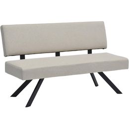 Sitzbank ByLiving "TORONTO", taupe, schwarz, B:138cm H:83cm T:60cm, Stahl, Stoff, Sitzb&auml;nke, Sitzbank, Webstoff, bis 160 kg, Taschenfederkern, 4-Fu&szlig;gestell, 3 Sitzpl&auml;tze