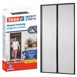 Insektenschutz-Vorhang Tesa "Insect Stop Magnetvorhang selbstschlie&szlig;end, XL - 1,20 m x 2,40 m", schwarz (rahmen: wei&szlig; gewebe: schwarz), B:120cm H:240cm, Insektenschutzgitter, Insektenschutzvorhang mit Magneten - f&uuml;r Balkon- und Terrassent&uuml;ren
