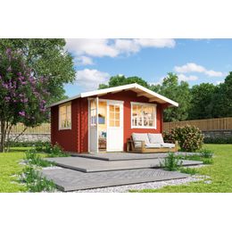 Gartenhaus Lasita Maja "Norderney 2", rot (schwedenrot), Fu&szlig;boden im Gartenhaus, ohne Dacheindeckung, Holzwerkstoff, Gartenh&auml;user, Gartenhaus, Blockbohlenhaus 40 mm