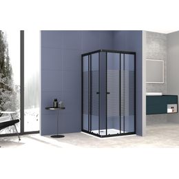 Eckdusche Welltime "Trento", grau (matt, schwarz), B:90cm H:180cm T:90cm, Duschkabinen, 180cm H&ouml;he mit robustem Rollensystem und bis zu 20mm Verstellbereich