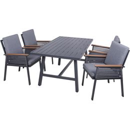 Garten-Essgruppe Garden Pleasure "DENIA", schwarz, schwarz, schwarz, B:189,5cm H:86cm T:260cm, Aluminium, Kunststoff, Sitzm&ouml;bel-Sets, mit Polsterung
