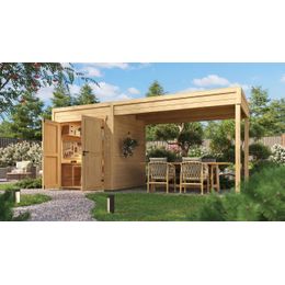 Gartenhaus Weka "Batu 1 mit Anbau", natur, ohne Fu&szlig;boden, ohne Dacheindeckung, Massivholz, Gartenh&auml;user, Gartenhaus
