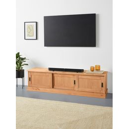 Lowboard OTTO HOME "Schr&ouml;der", beige (natur gebeizt, gewachst), B:170cm H:45cm T:40cm, FSC-zertifiziertes Massivholz, Sideboards, Lowboard, Kommode mit 3 Schiebet&uuml;ren, aus massivem Kiefernholz