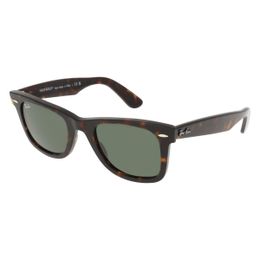 Ray-Ban RB 2140 WAYFARER | Unisex-Sonnenbrille | Fassung: Vollrand, Quadratisch, Acetat, Havanna | Glasfarbe: Gr&uuml;n