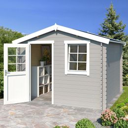 Gartenhaus Lasita Maja "Nina 175", grau (lichtgrau), ohne Fu&szlig;boden, ohne Dacheindeckung, Holzwerkstoff, Gartenh&auml;user, Gartenhaus, Blockbohlenhaus 28mm