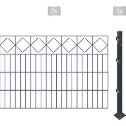 Doppelstabmattenzaun Arvotec "ESSENTIAL 80 zum Aufschrauben "Karo" mit Zierleiste", grau (anthrazit), H:80cm, Kunststoff, Stahl, Zaunelemente, Zaunh&ouml;he 80 cm, Zaunl&auml;nge 2 - 60 m