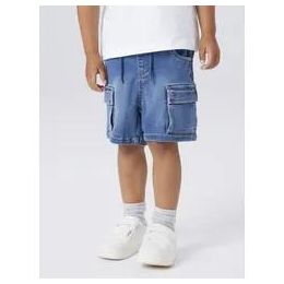 Cargoshorts name it "coole Jeansshorts NMMBEN BAGGY DNM L SHORTS 8610-TO NOOS", M&auml;dchen, Gr. 122, N-Gr, denim blau, Denim/Jeans, Obermaterial: 57% Lyocell, 31% Polyester, 10% Viskose, 2% Elasthan, unifarben, kurz, Hosen, Denim Materialmix mit Stretch