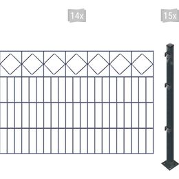 Doppelstabmattenzaun Arvotec "ESSENTIAL 80 zum Aufschrauben "Karo" mit Zierleiste", grau (anthrazit), H:80cm, Kunststoff, Stahl, Zaunelemente, Zaunh&ouml;he 80 cm, Zaunl&auml;nge 2 - 60 m