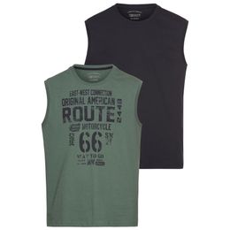 MAN'S WORLD Muscleshirt MAN'S WORLD, Herren, Gr. XL (56/58), blau (marine, gr&uuml;n), Single Jersey, Obermaterial: 100% Baumwolle, bedruckt, unifarben, Basic, regular fit, Rundhals, Shirts, &auml;rmellos, bedruckt, Rundhalsausschnitt, aus 100% Baumwolle