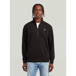 G-Star Raw Longpullover G-STAR "Half Zip Sweater Label Badge", Herren, Gr. L, dk schwarz, Obermaterial: 58% Baumwolle, 42% Polyester, Pullover Longpullover