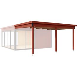 Gartenhaus-Anbaudach Lasita Maja "DOMEO 5 DACHVERL&Auml;NGERUNG", rot (schwedenrot), B:437,6cm H:239,4cm T:300cm, Massivholz, Gartenhaus-Anbaud&auml;cher