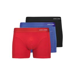 Jack & Jones Trunk JACK & JONES "JACNYJAH BAMBOO TRUNKS 3 PACK SN", Herren, Gr. M, 3 Stk., schwarz (schwarz pack:dazzling blau, salsa), Jersey, Obermaterial: 65% Viskose, 30% Baumwolle, 5% Elasthan, unifarben, bequem, Unterhosen