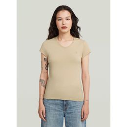 G-Star Raw T-Shirt G-STAR "Eyben Slim V-Neck Top 2.0", Damen, Gr. L, cream, Obermaterial: 100% Baumwolle, Shirts T-Shirt