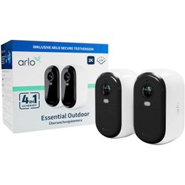 ARLO Smart Home Kamera "ESSENTIAL 2 XL 2K Outdoor Camera 2er-Pack", schwarz-wei&szlig; (wei&szlig;, schwarz), B:5,72cm H:9,65cm T:8,25cm, &Uuml;berwachungskameras