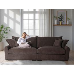 Big-Sofa Home Affaire "Finca XL, B: 190 cm", dunkelbraun, B:190cm T:123cm, 100% Polyester, Sofas, Big-Sofa, 4 Zierkissen, Mega-Sofa, in Cord oder Chenille-Struktur, Federkern
