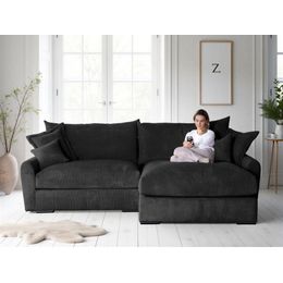 Ecksofa Home Affaire "Finca XL L-Form, B: 190 cm", anthrazit, B:190cm T:187cm, 100% Polyester, Sofas, Ecksofa, 4 Zierkissen, Mega-Sofa, in Cord oder Chenille-Struktur, Federkern
