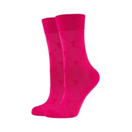 JOOP! Socken JOOP "2er Pack", Damen, Gr. 39-42, lila (fuchsia lila), 65% Baumwolle, 33% Polyamid, 2% Elasthan, bestickt, Socken Socken