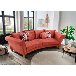 Big-Sofa Home Affaire "Tassilo geschwungene Formensprache, bequem, Mega Sofa, Breite 350cm", orange (koralle), B:350cm H:95cm T:110cm, 100% Polyester, Sofas, Big-Sofa