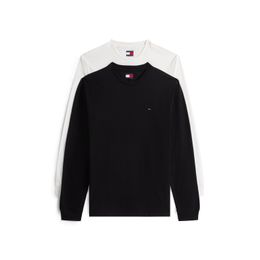 Longsleeve Tommy Jeans "TJM SLIM 2PACK L/S EXT", Herren, Gr. XXL, ecru, schwarz, Single Jersey, Obermaterial: 100% Baumwolle, Rundhals, B&uuml;ndchen, Shirts