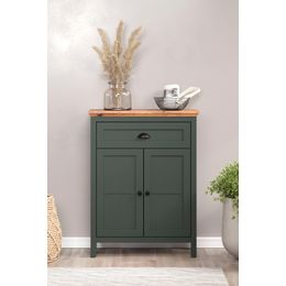 Kommode Home Affaire "Vienna", tannengr&uuml;n, eiche, B:77cm H:102cm T:39cm, FSC-zertifizierter Holzwerkstoff, Sideboards, Kommode, Kommode mit 2 T&uuml;ren, 1 Schubkasten & Soft-Close - (B/T/H) 77/39/102 cm