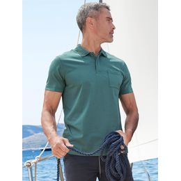Poloshirt Lerros "Cool & Dry Poloshirt, unifarben mit Flachstrickkragen", Herren, Gr. M, soft teal, 75% Baumwolle, 25% Polyester, ohne Ausschnitt, Shirts