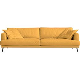 2,5-Sitzer Egoitaliano "Sophia, Designsofa mit extrakomfortablem Sitzkomfort, Breite 214cm", gelb, B:214cm H:77cm T:96cm, Leder BULL (Echtes Rindsleder). Geschliffenes, pigmentiertes und behandeltes Rindsleder mit einer Dicke von 1, 3-1, 5 mm. Es handelt sich um ein weiches, gesch&uuml;tztes Leder. Eine leichte Deckschicht sch&uuml;tzt sie vor Flecken, ohne ihre urspr&uuml;nglichen Eigenschaften zu ver&auml;ndern. Di