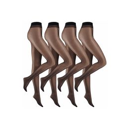 Feinstrumpfhose Camano "4er Pack", Damen, Gr. 38/40, schwarz, 90% Polyamid, 10% Elasthan, Strumpfhosen Feinstrumpfhose