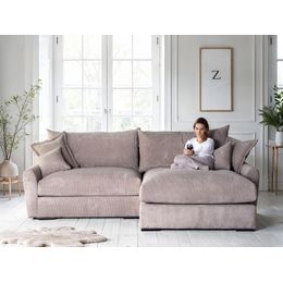 Ecksofa Home Affaire "Finca XL L-Form, B: 190 cm", taupe, B:190cm T:187cm, 100% Polyester, Sofas, Ecksofa, Mega-Sofa, Cord oder Chenille-Struktur, mit Federkern & 4 Zierkissen